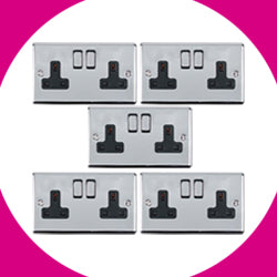 5 PACK - Chrome Plug Sockets — LoopsDirect