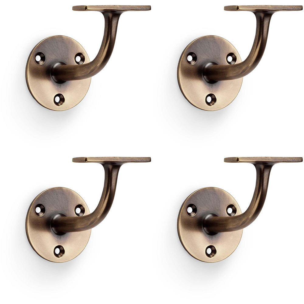 4 PACK - Heavy Duty Stair Handrail Bannister Bracket Arm - Antique Bra ...