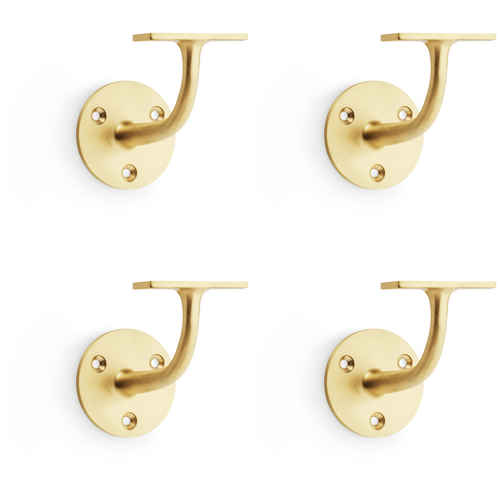 4 PACK - Heavy Duty Stair Handrail Bannister Bracket Arm - Satin Brass ...