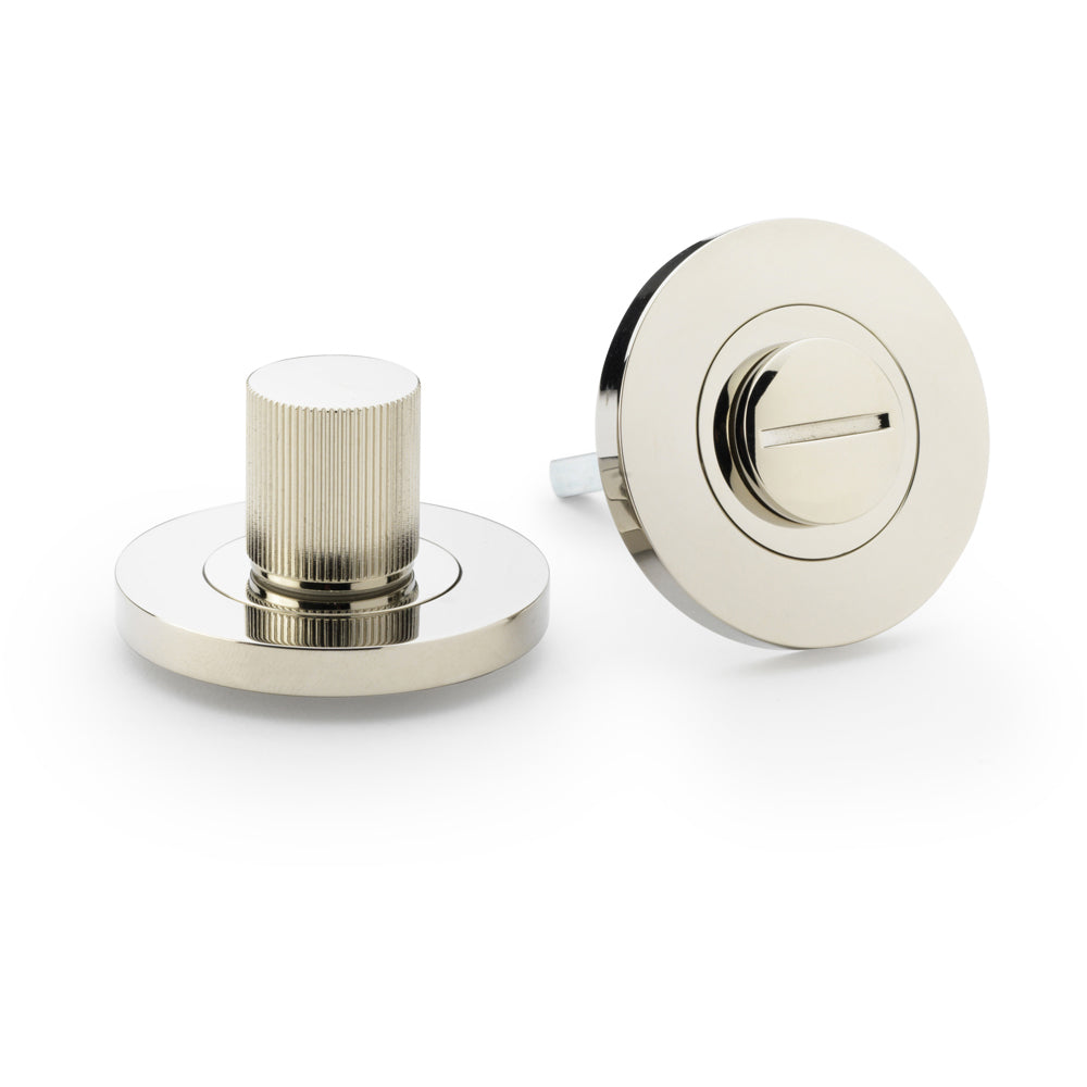 Modern Reeded Thumbturn & Release Lock - Lined Polished Nickel - Bathr ...
