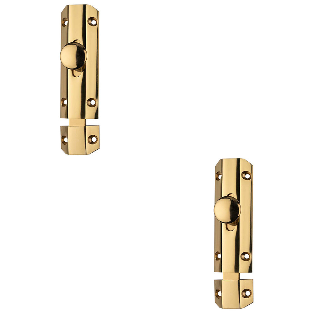 2 PACK - Surface Mounted Flat Sliding Door Bolt Lock 102mm x 36mm Poli ...