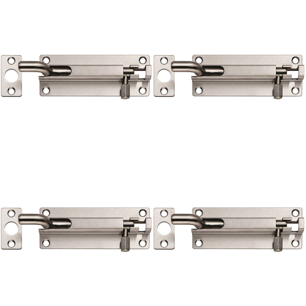 4 PACK - Cranked Barrel Surface Mounted Sliding Door Bolt Lock 150mm x ...