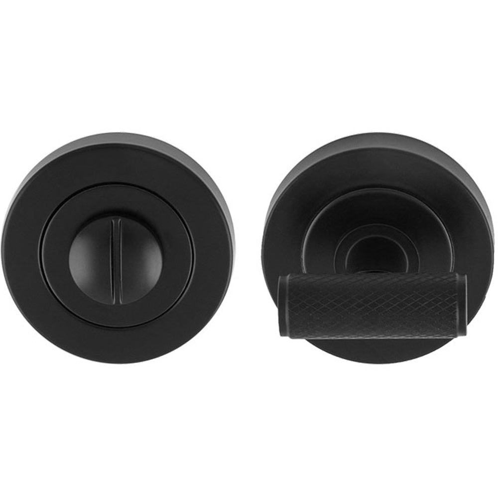 Knurled T Bar Thumbturn & Release Lock - Matt Black - Bathroom Door WC ...
