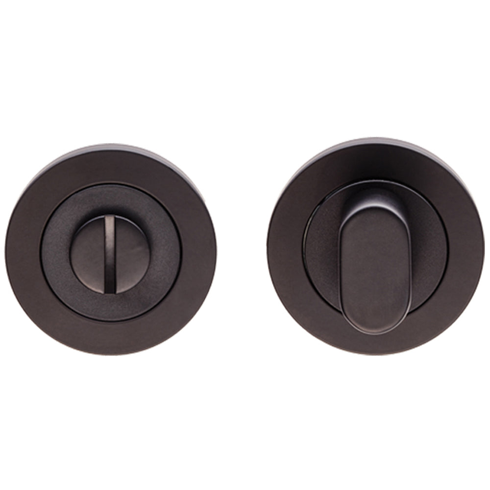 Round Thumbturn Lock and Release With Indicator Matt Black — LoopsDirect