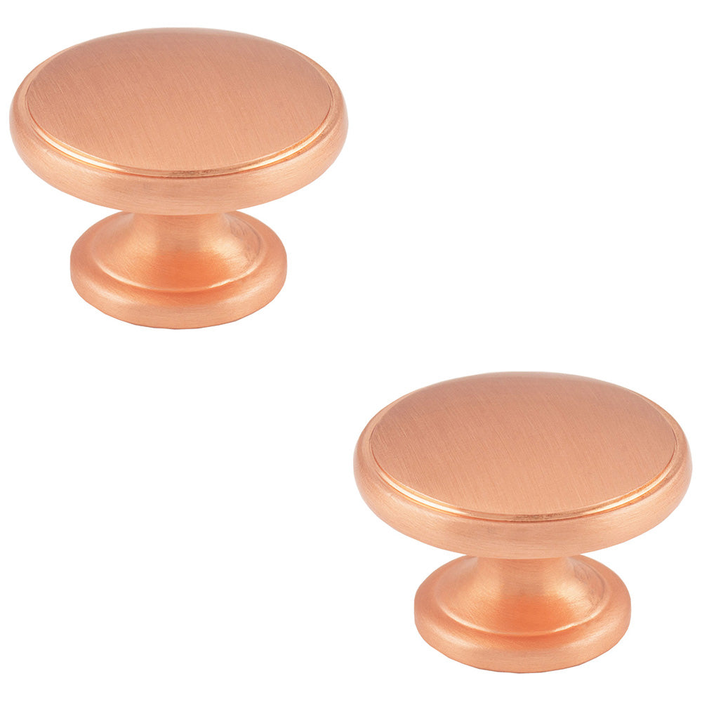 2 PACK - Ring Domed Cupboard Door Knob 32mm Diameter Satin Copper Cabi ...