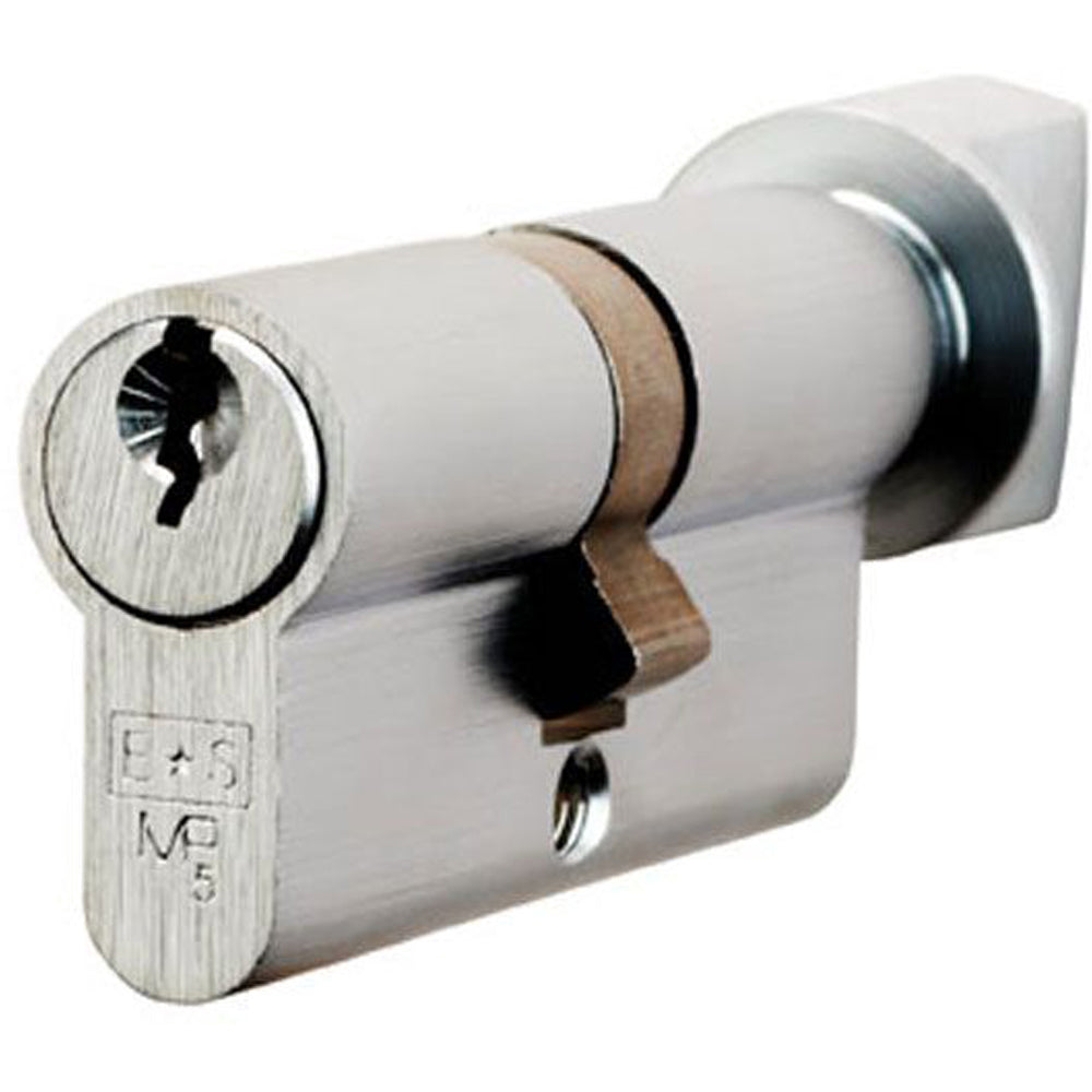 40 / 60mm EURO Double Offset Cylinder Lock & Thumb Turn - 5 Pin Satin ...