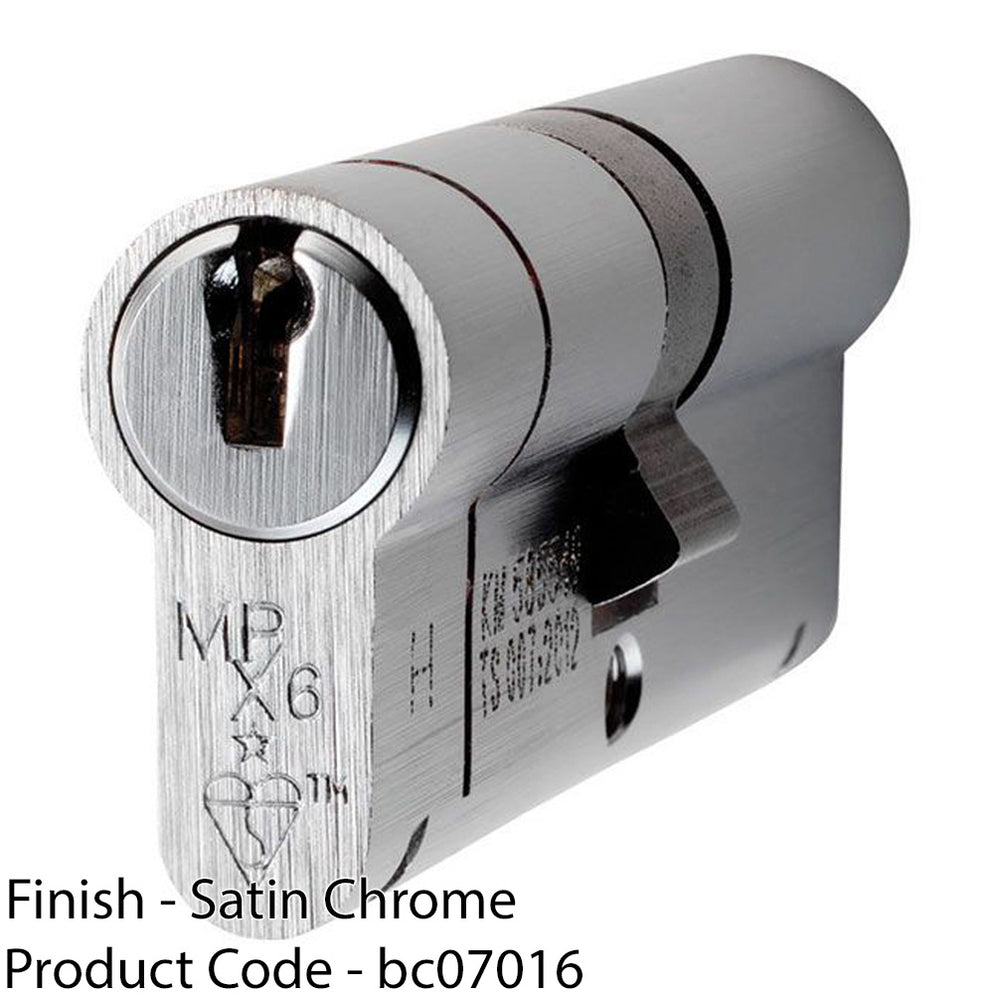 100mm EURO Double Cylinder Lock - 6 Pin Satin Chrome Fire Rated Door K ...