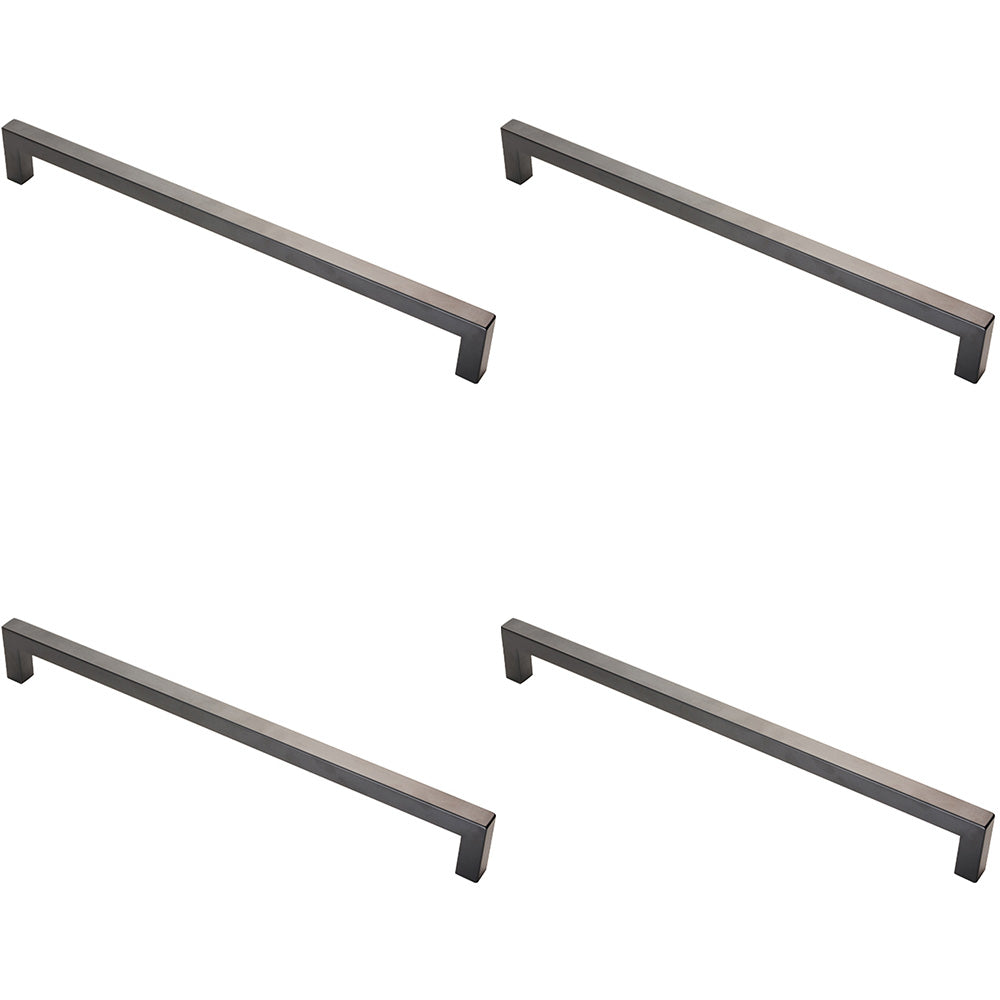 4 PACK - Mitred Square Bar Pull Handle - Matt Black - 450mm Centres D ...