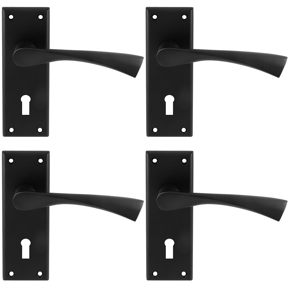 4 PACK - PAIR Angular Lever on Lock Backplate Door Handle 150 x 50mm M ...