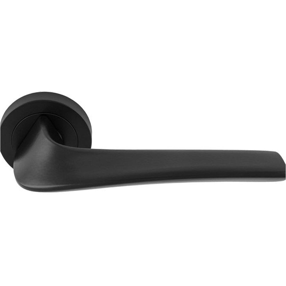 Premium Twisted Bar Door Handle Set - Matt Black Designer Lever On Rou ...