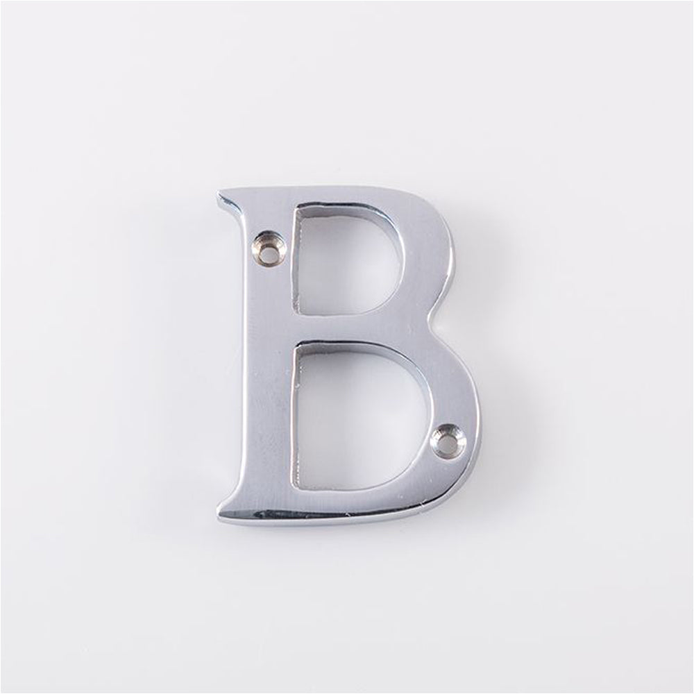 Satin Chrome Door Letter B - 53mm Height 4mm Depth House Letter Plaque ...