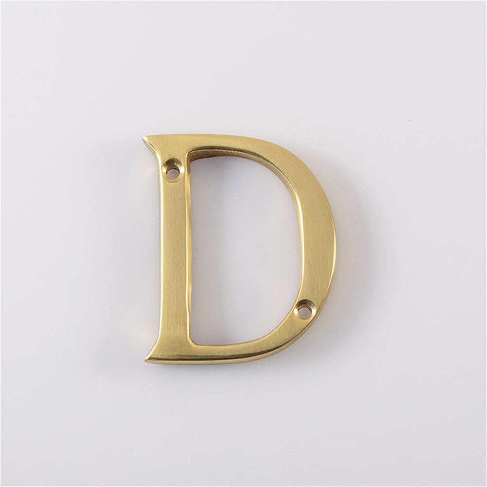 Polished Brass Door Letter D - 53mm Height 4mm Depth House Letter Plaq ...