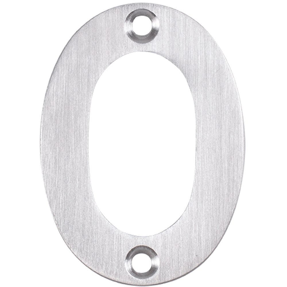 Satin Steel Door Number 0 - Small 50mm Height House Numeral Plaque Sig ...
