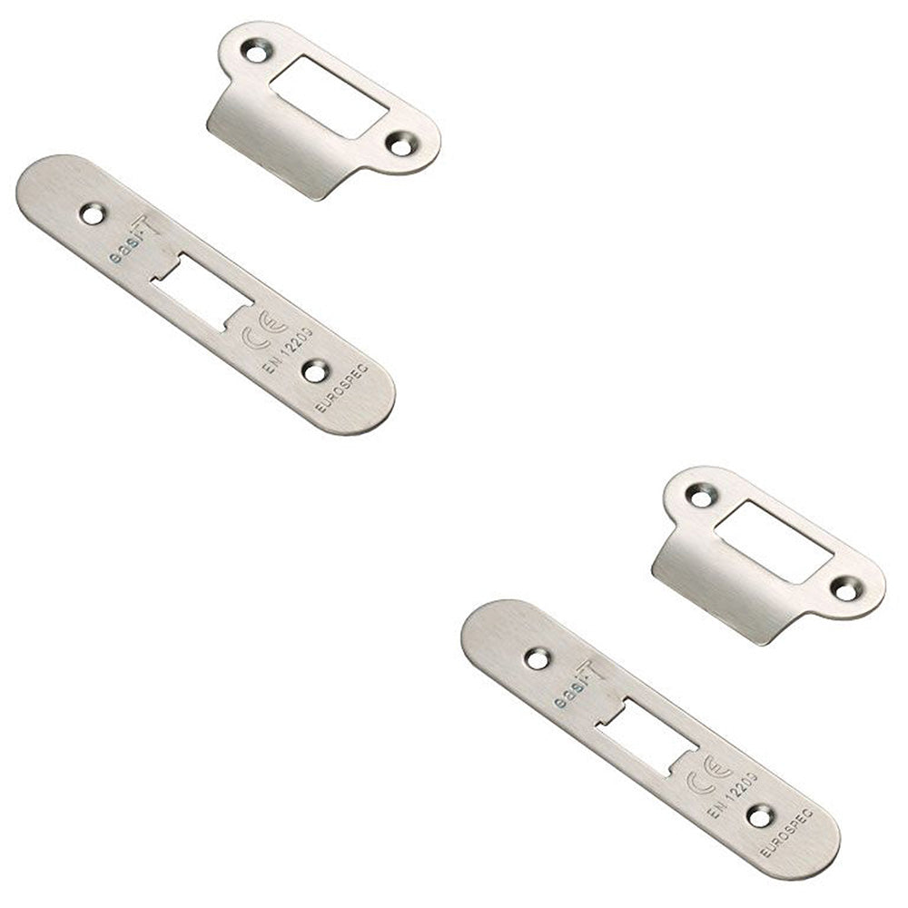 2 PACK - Door Frame Forend Strike and Fixing Pack Setfor Flat Latches ...