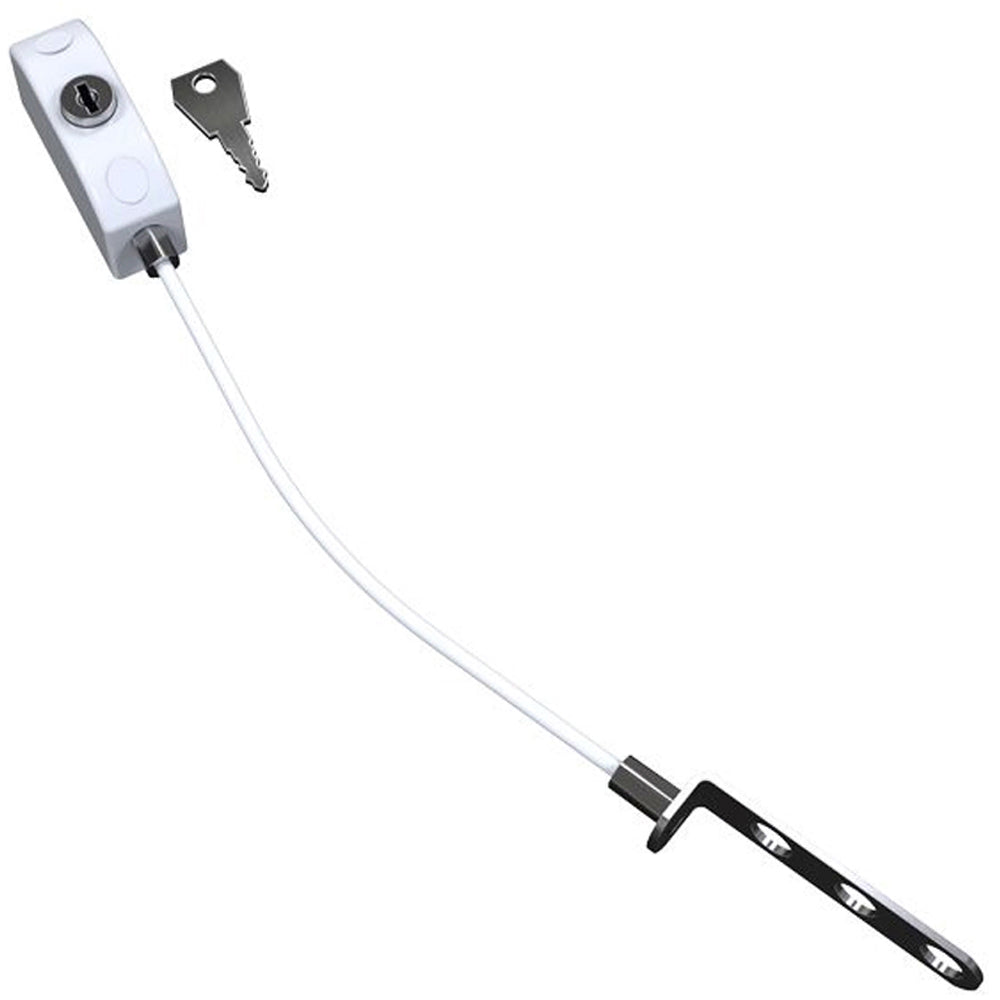 White Window Cable Restrictor Set - Limit Opening - Locking Safety Win ...