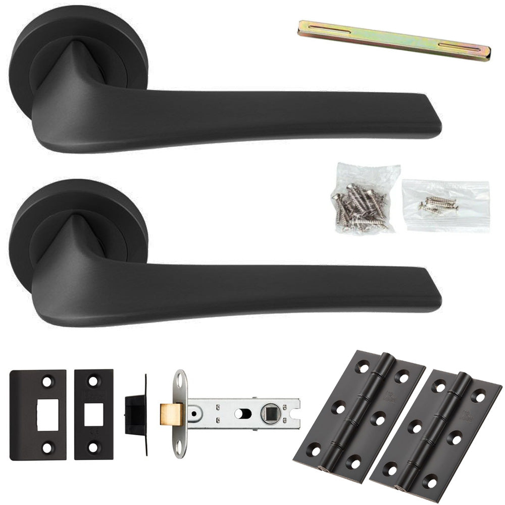 Door Handle & Latch Pack - Anthracite Grey - Modern Twist Lever On Rou ...