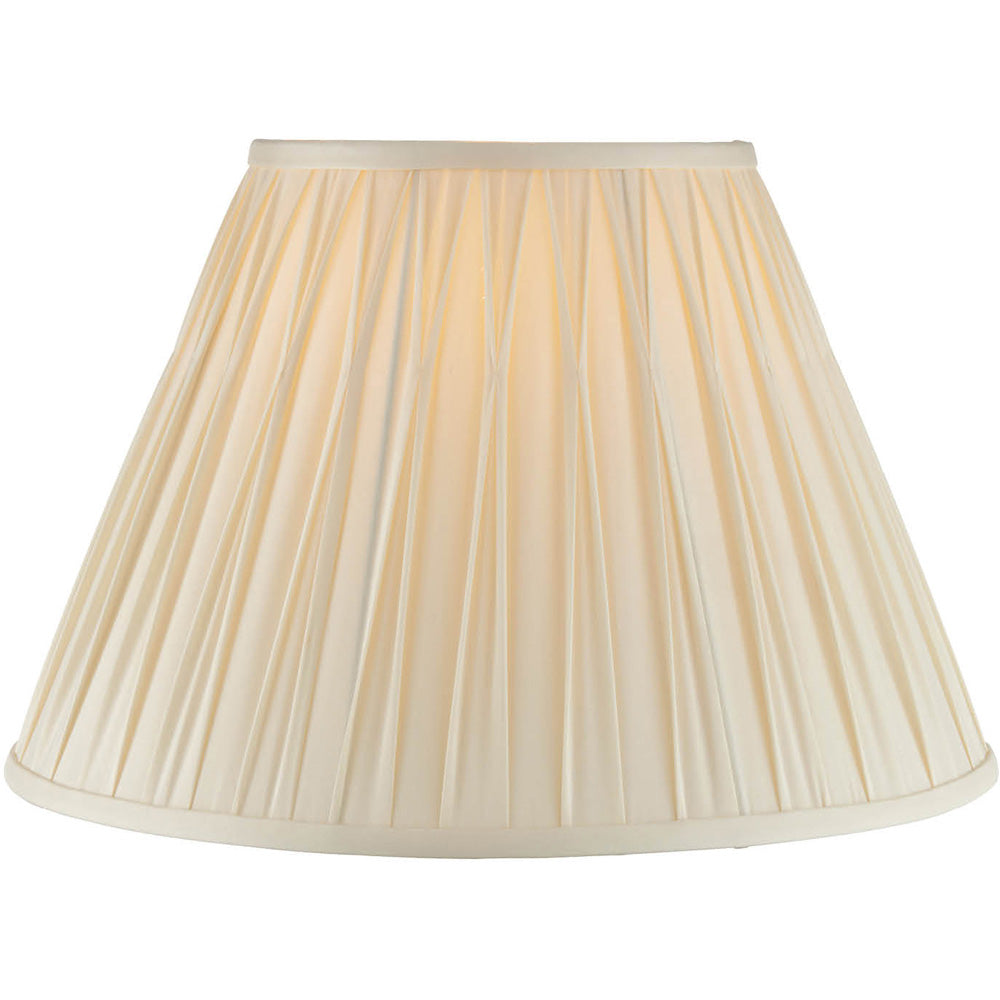 16" Tapered Lamp Shade - Ivory Silk Pinched Pleats Fabric Cover - Tabl ...