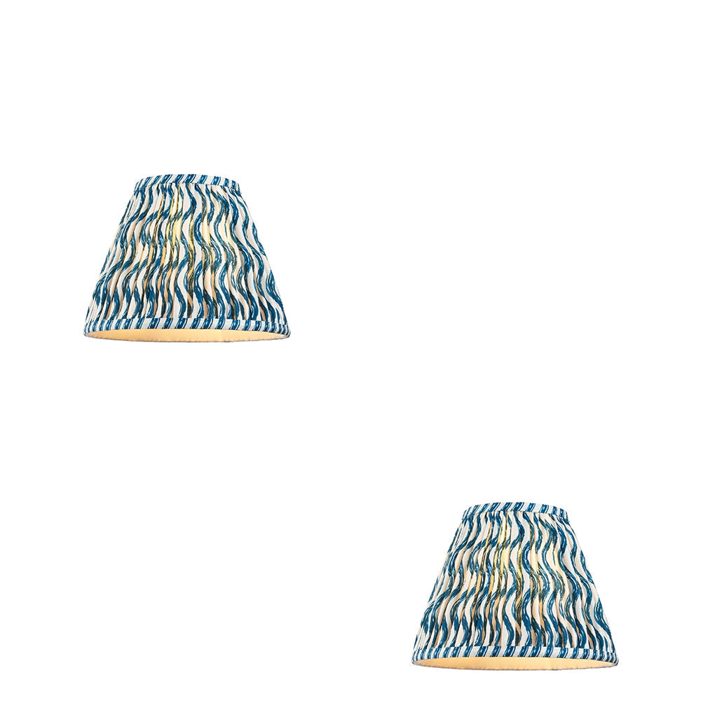 2 Pack 25cm Tapered Cylinder Lamp Shade - Marlin Blue Fabric - Pleated ...