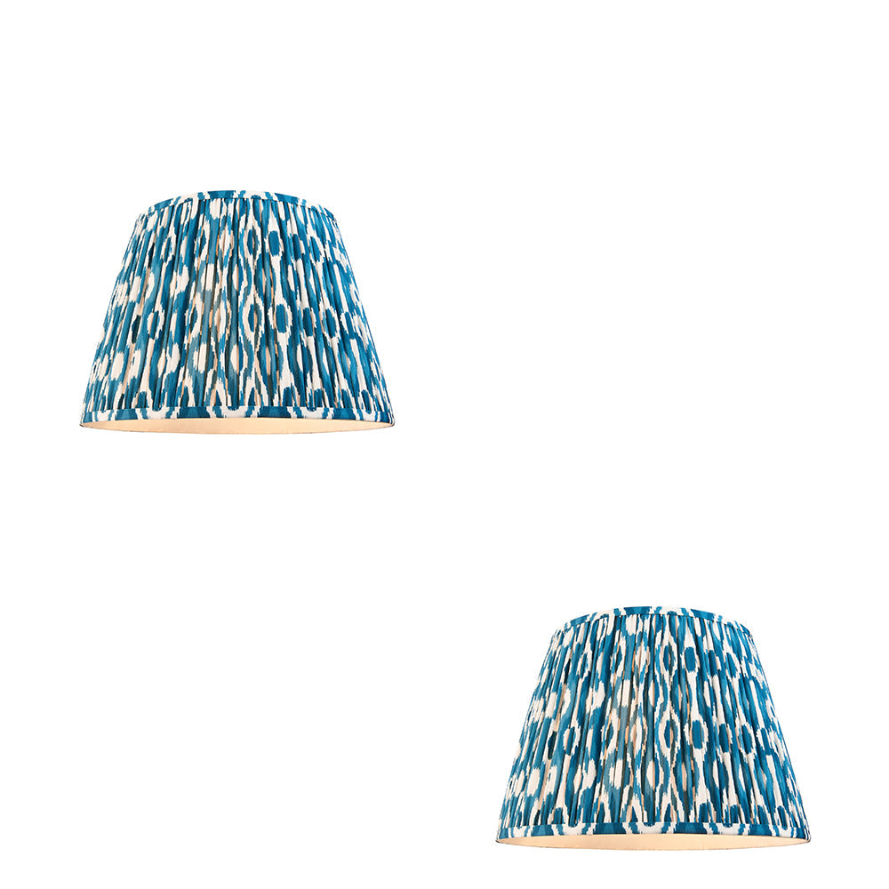 2 Pack 40cm Tapered Cylinder Lamp Shade - Marlin Blue Fabric - Pleated ...