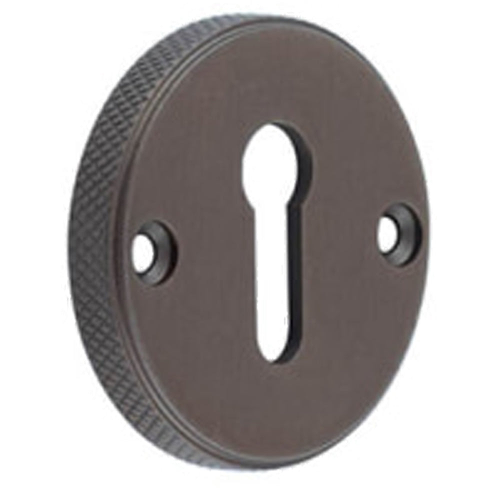Stylish Knurled Standard Keyway Escutcheon in Dark Bronze Finish - Sol ...