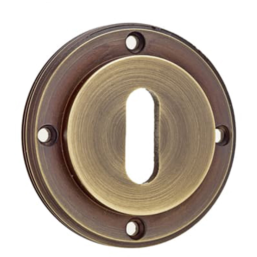 Antique Brass Standard Keyway Escutcheons with No Rose Design - Solid — LoopsDirect