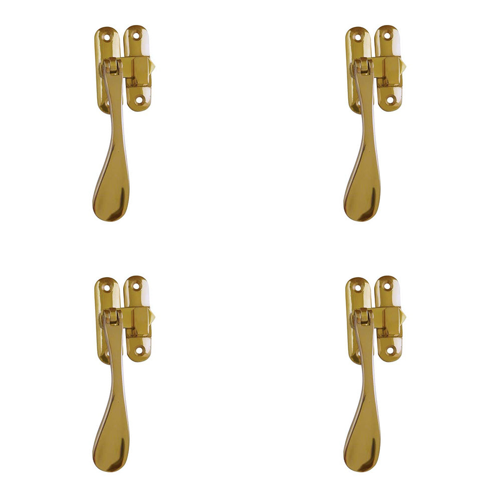 4 PACK Elegant Victorian Casement Fasteners in Polished Brass - 90mm ...