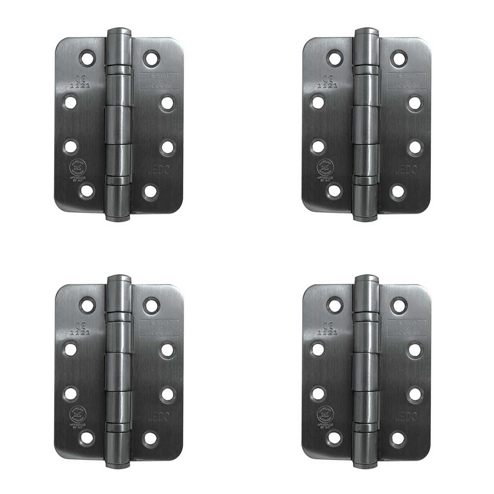 4 PACK Premium Grade 13 Radiused Ball Bearing Hinges 102x76x3mm Satin — LoopsDirect