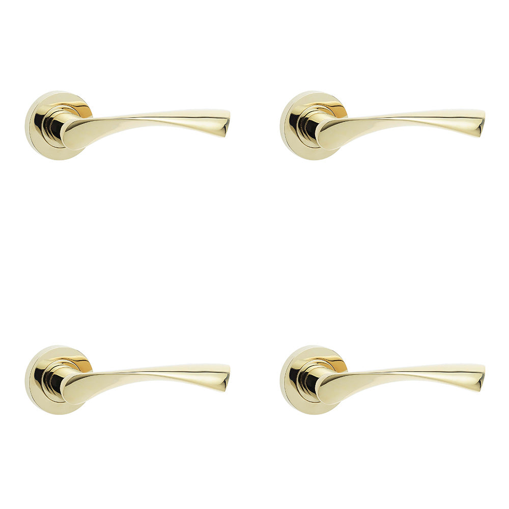 4 PACK Elegant Twirl Door Handle on Rose in PVD Brass for Stylish Inte ...