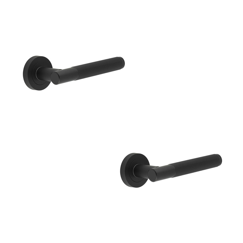 2 PACK Elegant Matt Black Lever Door Handle on Rose for Modern Interio ...