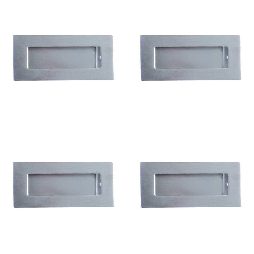 4 PACK Premium Satin Stainless Steel Flush Pulls 100x50mm for Modern D ...
