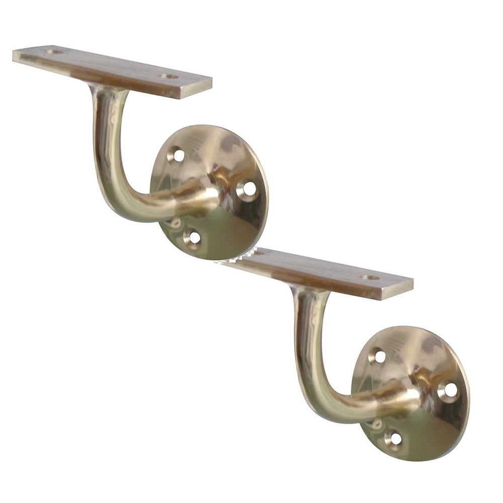 2 PACK Premium Solid Brass Handrail Brackets 75mm for Enhanced Stabili ...