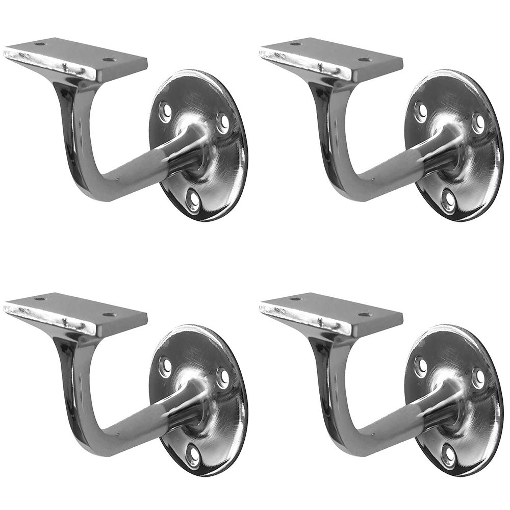 4 PACK Durable 75mm Polished Chrome Zinc Handrail Brackets for Safety ...