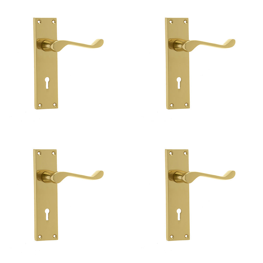 4 PACK Elegant Victorian Scroll Door Handle in Polished Brass Finish ...