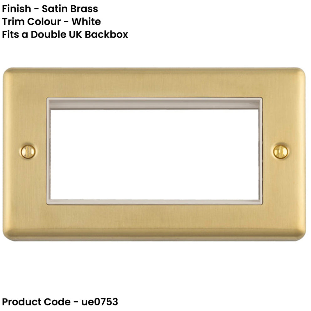 4 Gang EURO Module Modular Wall Face Plate Frame SATIN BRASS & WHITE 2 ...