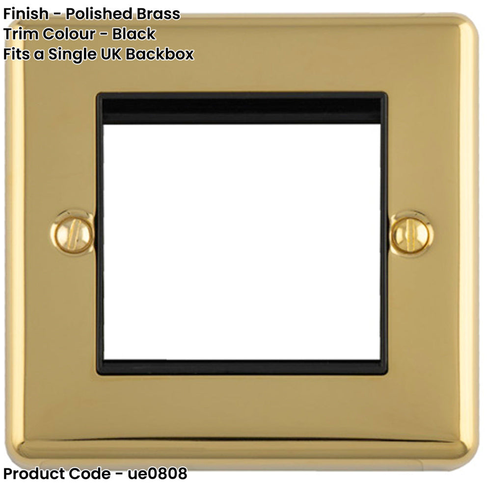 Double Gang EURO Module Modular Wall Face Plate Frame POLISHED BRASS ...