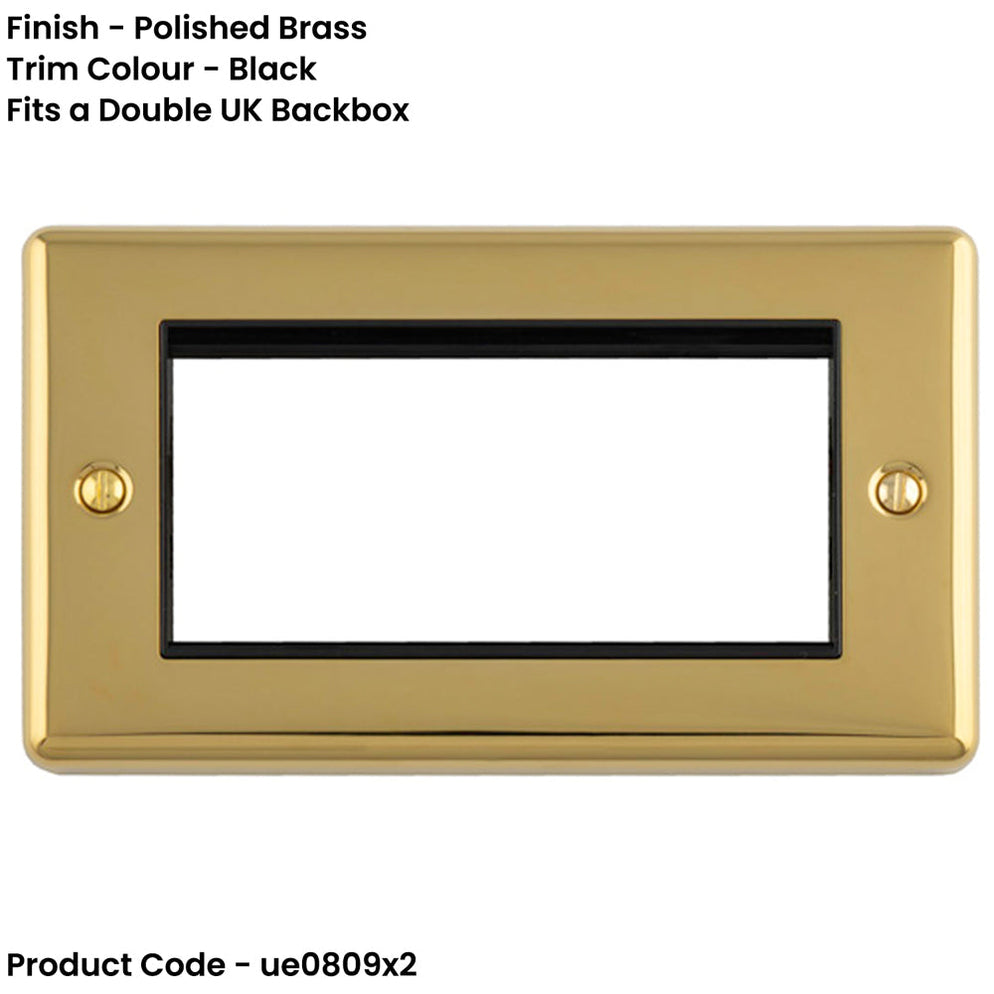 2 PACK 4 Gang EURO Module Modular Wall Face Plate Frame POLISHED BRASS ...