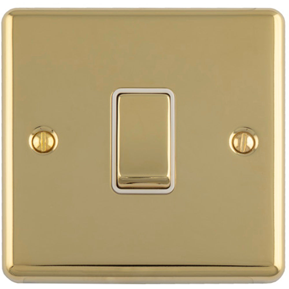 1 Gang Single Light Switch POLISHED BRASS 2 Way 10A White Trim & Metal ...