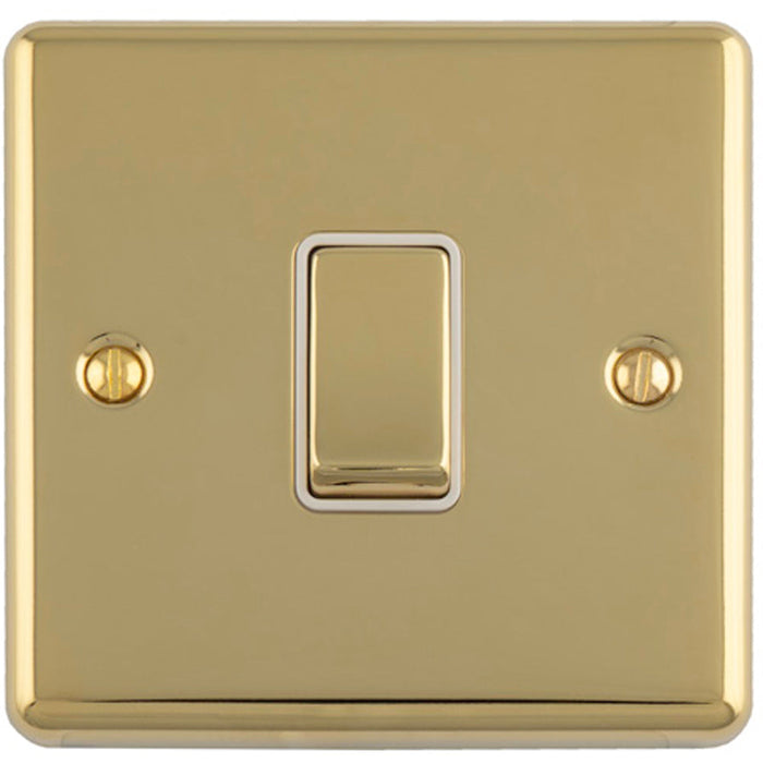1 Gang Single Light Switch POLISHED BRASS 2 Way 10A White Trim & Metal ...
