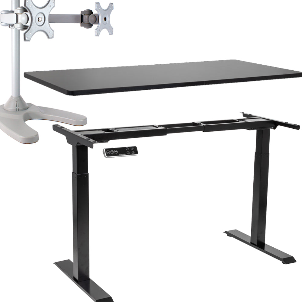 Electric Height Adjustable Standing Desk 1400mm Worktop & Dual Monitor ...