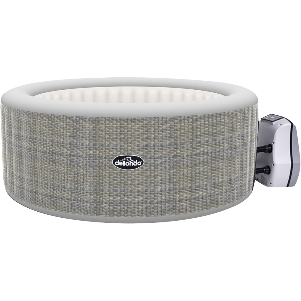 2-4 Person Inflatable Hot Tub & Smart Pump - Rattan Effect Outdoor Gar ...