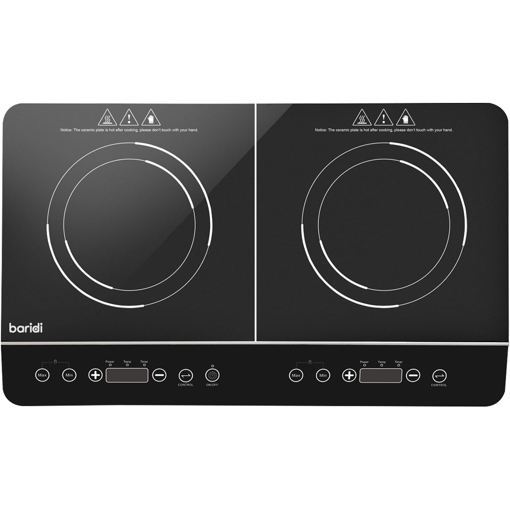 2 Zone Portable Induction Hob - 2800W Black Worktop Electric Camping S ...