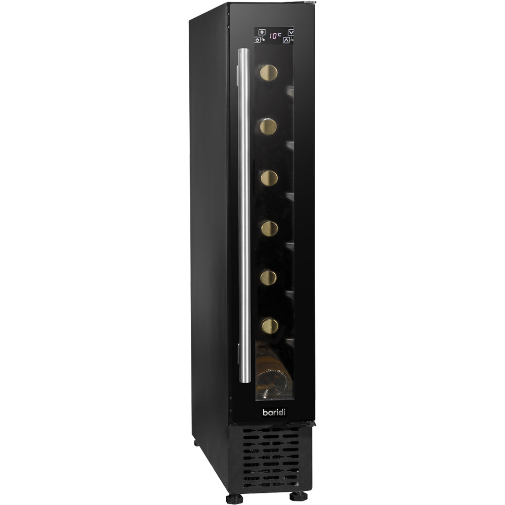 7 Bottle 15cm SLIM Wine Cooler Fridge LED Backlit Metal Shelf BLACK ...