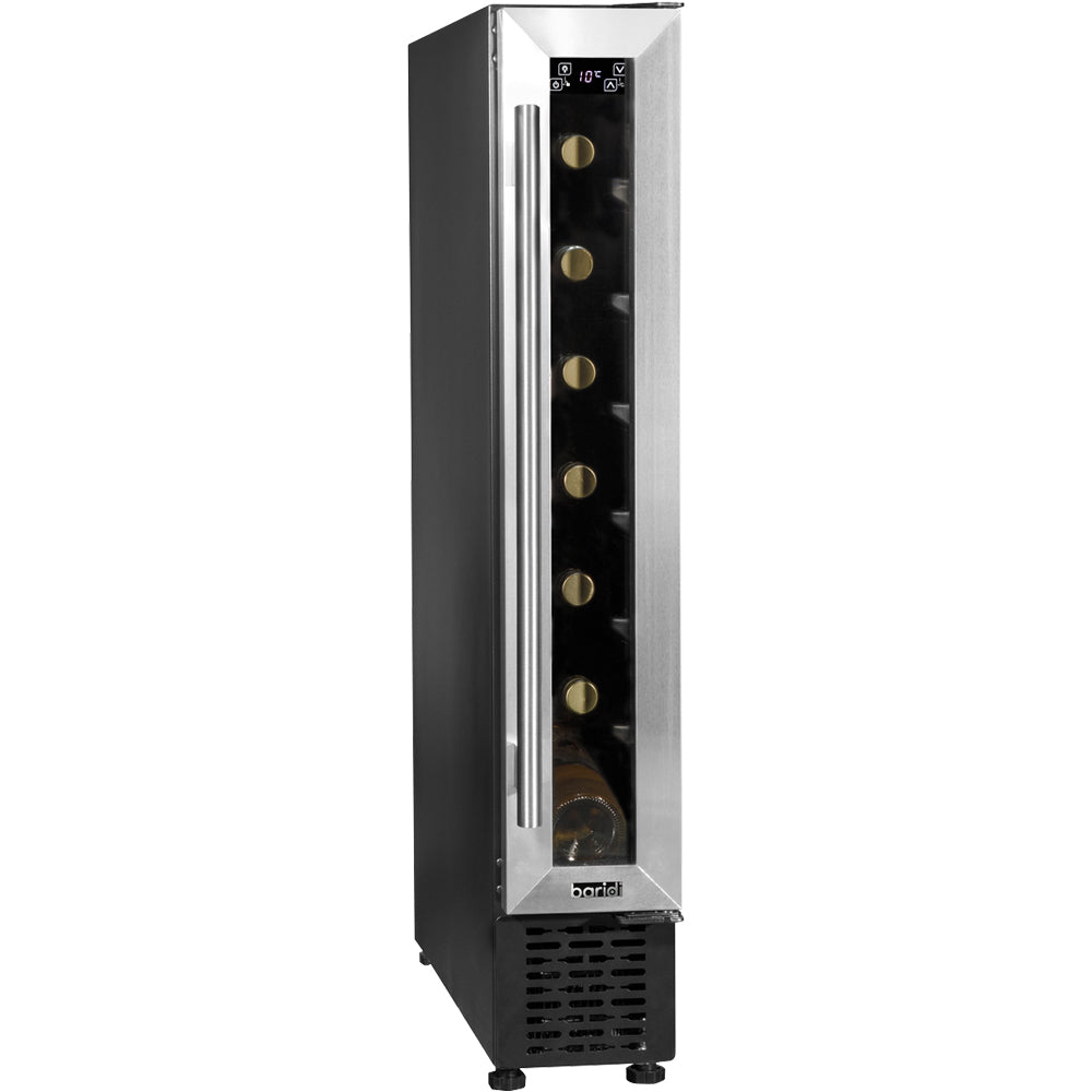 7 Bottle 15cm SLIM Wine Cooler Fridge LED Backlit Metal Shelf STEEL ...