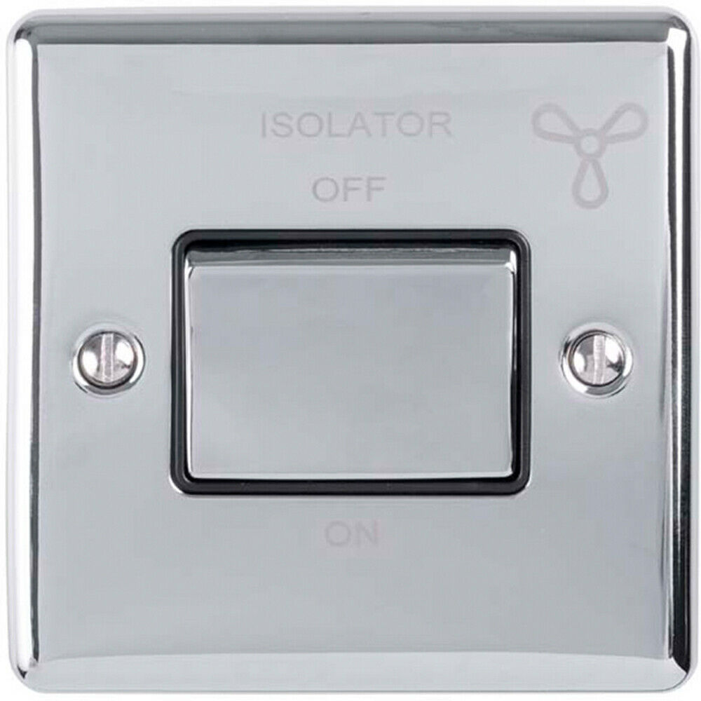 6A Extractor Fan Isolator Switch CHROME & Black Trim 3 Pole Shower ...