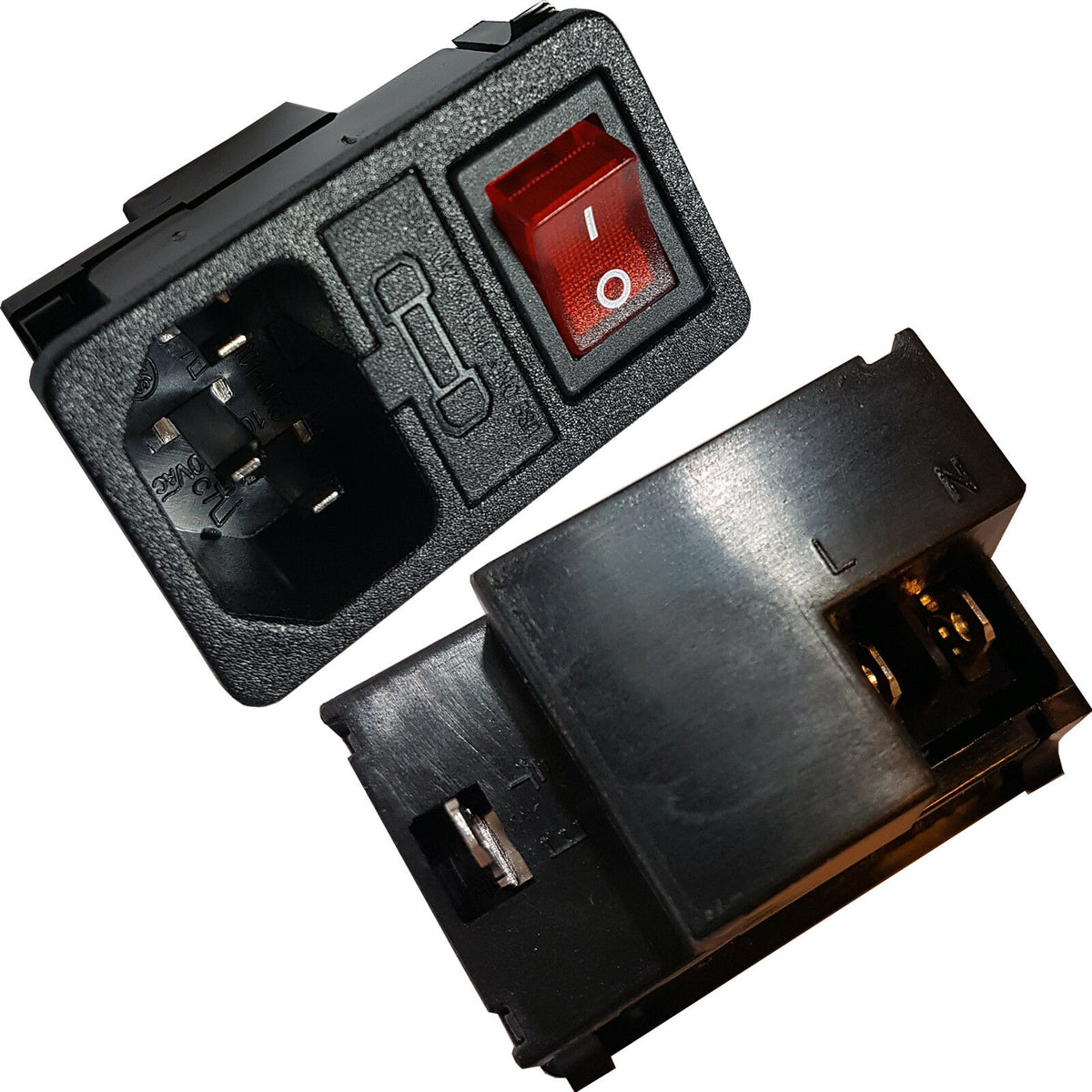 IEC C14 Switched & Fuse Power Socket 10A Snap on Panel Chassis Mount C ...