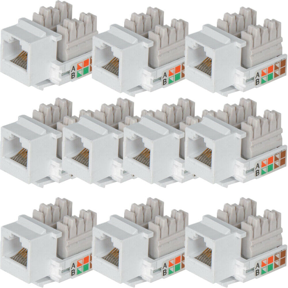 10x RJ45 IDC Network Keystone Jack Module CAT5 & CAT6 Ethernet Plastic — LoopsDirect