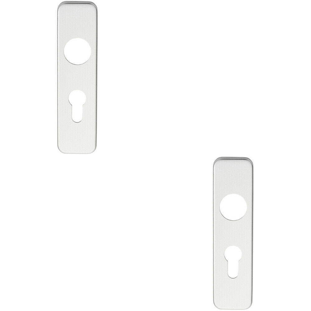 2x PAIR Door Handle Euro Lock Plate for Safety Levers 154 x 40mm Satin ...