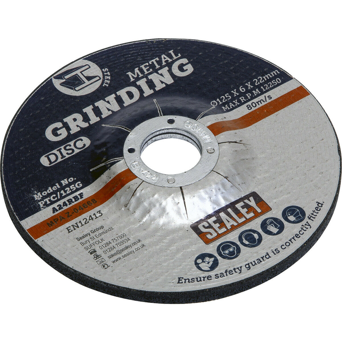 Aluminium Oxide DPC Metal Grinding Disc - 125 x 6mm - 22mm Bore Depres ...