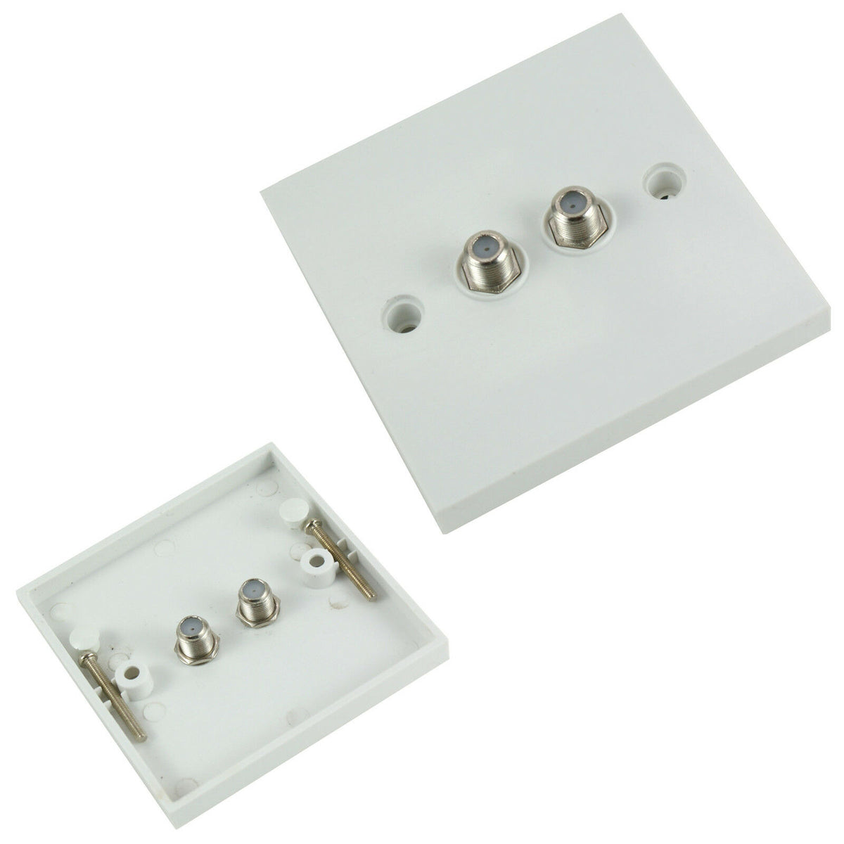 Double Dual F Type Connector Wall Face Plate Outlet Sky Plus HD Satell ...