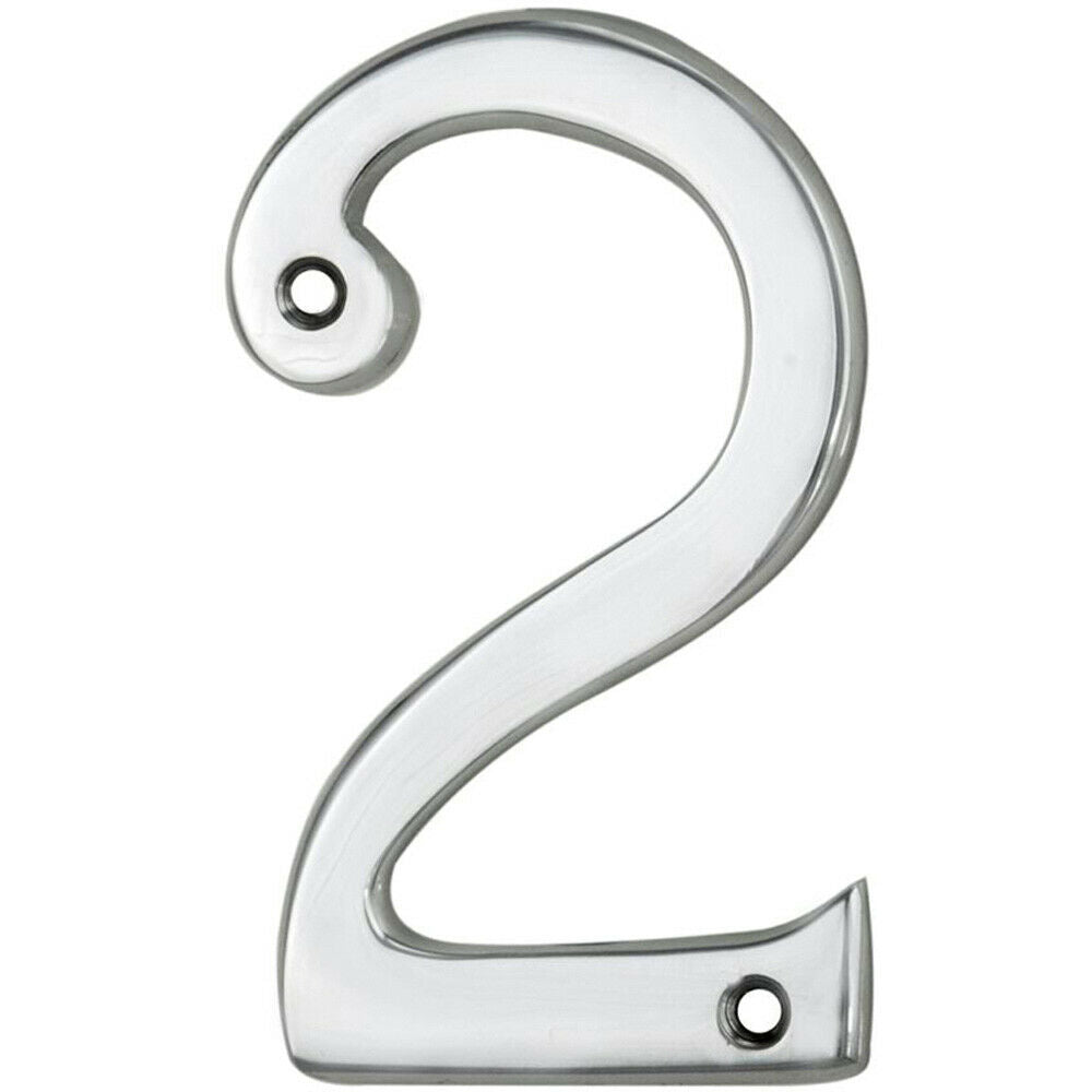 Polished Chrome Door Number 2 75mm Height 4mm Depth — LoopsDirect